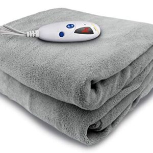 Biddeford Blankets Micro Plush Electric Heated Blanket with Digital Controller, Throw, Grey