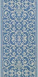 Couristan Recife Veranda Indoor/Outdoor Rug Champagne/Blue, 2'3" x 7'10" RUNNER