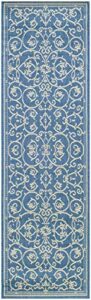 couristan recife veranda indoor/outdoor rug champagne/blue, 2’3″ x 7’10” runner