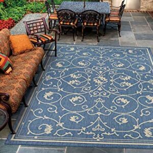 Couristan Recife Veranda Indoor/Outdoor Rug Champagne/Blue, 2'3" x 7'10" RUNNER