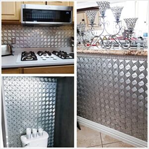 HomeyMosaic Peel and Stick Backsplash Tile for Kitchen Bathroom Countertops Fireplace Contact Metal Wall Stickers Decor Windmill Puzzle Glass Mixed(5 Sheets,Silver)