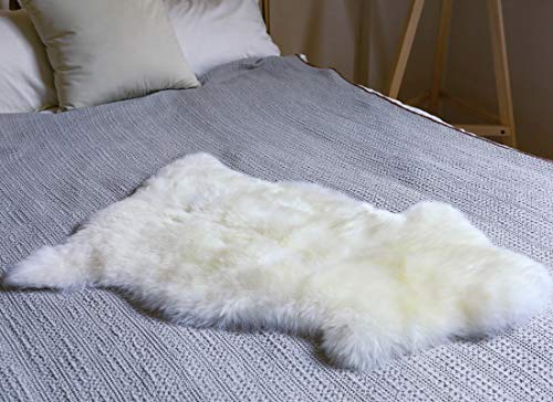 WaySoft Genuine New Zealand Sheepskin Rug, Luxuxry Fur Rug for Bedroom Living Room, Fluffy Wool Rugs for Chair Cover, Motorcycle Seat Cover