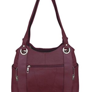 Roma Leathers Leather Locking Concealment Purse - CCW Concealed Carry Gun Shoulder Bag (Wine)