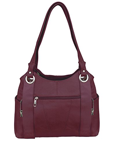 Roma Leathers Leather Locking Concealment Purse - CCW Concealed Carry Gun Shoulder Bag (Wine)