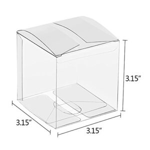 25/50/100 Packs Clear Gift Boxes, Clear PVC Plastic Boxes Transparent Packing Box Favor Square Boxes for Thanksgiving, Christmas, Wedding, Party, Birthday, Candy, Coffee & Tea, Jewelry