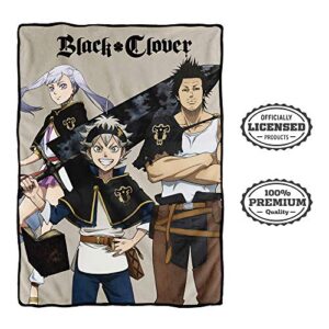 JUST FUNKY Black Clover Blanket, Fleece Throw Bed Blanket, 45 X 60 inches