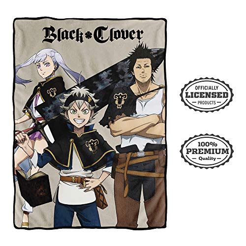 JUST FUNKY Black Clover Blanket, Fleece Throw Bed Blanket, 45 X 60 inches