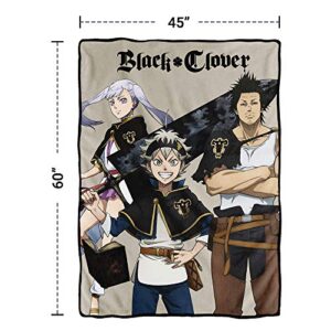 JUST FUNKY Black Clover Blanket, Fleece Throw Bed Blanket, 45 X 60 inches