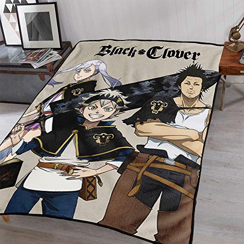 JUST FUNKY Black Clover Blanket, Fleece Throw Bed Blanket, 45 X 60 inches