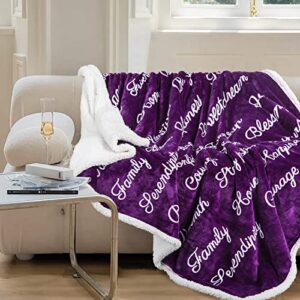 RHF Warm Sherpa Blanket - Gifts for Women Birthday Gift Soft Throw Blankets for Mom Friend Grandma Family Cozy Fuzzy Sherpa Throw Blanket for Couch Dog Pet Positive Happiness(Throw, Purple)