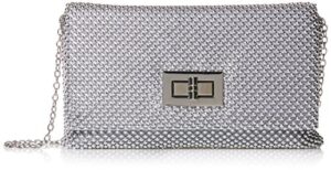 jessica mcclintock trina mesh clutch, silver