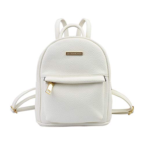 LA DEARCHUU Mini Backpack Purse for Women Soft Faux Leather Travel Backpack Casual Lightweight Daypack for Teen Girls (Lichee Pattern White)