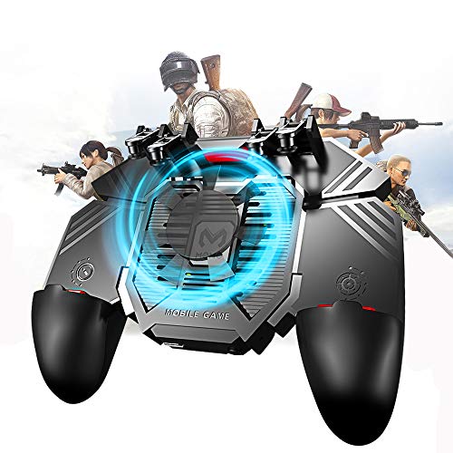 Newseego PUBG Mobile Game Controller, [Upgrade] 6 Finger Trigger Phone Controller Gamepad with Cooling Gamepad for Shooter Sensitive Aim Trigger for Android & iOS for Knives Out/Rules of Survival