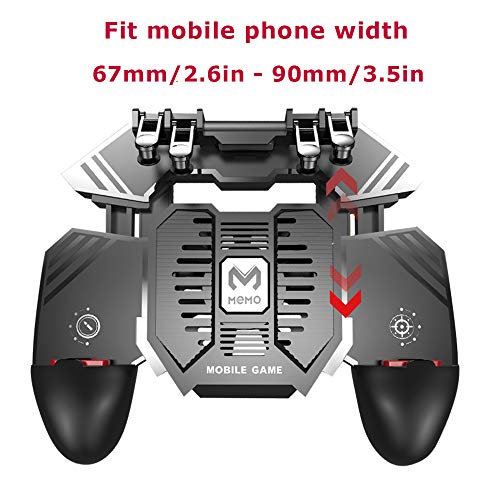 Newseego PUBG Mobile Game Controller, [Upgrade] 6 Finger Trigger Phone Controller Gamepad with Cooling Gamepad for Shooter Sensitive Aim Trigger for Android & iOS for Knives Out/Rules of Survival