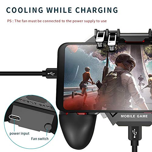 Newseego PUBG Mobile Game Controller, [Upgrade] 6 Finger Trigger Phone Controller Gamepad with Cooling Gamepad for Shooter Sensitive Aim Trigger for Android & iOS for Knives Out/Rules of Survival