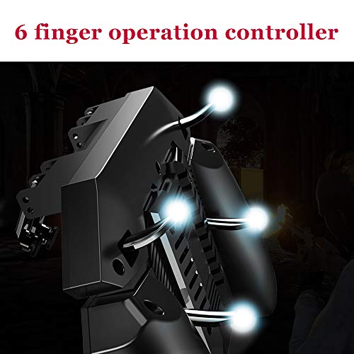 Newseego PUBG Mobile Game Controller, [Upgrade] 6 Finger Trigger Phone Controller Gamepad with Cooling Gamepad for Shooter Sensitive Aim Trigger for Android & iOS for Knives Out/Rules of Survival