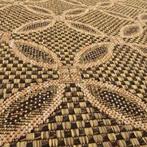 Unique Loom Trellis Collection Area Rug-Geometric Border Design, Moroccan Inspired for Indoor/Outdoor Décor, 8 ft x 11 ft 4 in, Light Brown/Brown