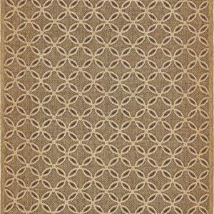 Unique Loom Trellis Collection Area Rug-Geometric Border Design, Moroccan Inspired for Indoor/Outdoor Décor, 8 ft x 11 ft 4 in, Light Brown/Brown