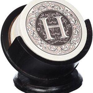 Thirstystone Monogram Sandstone Coaster Set With Pedestal Holder