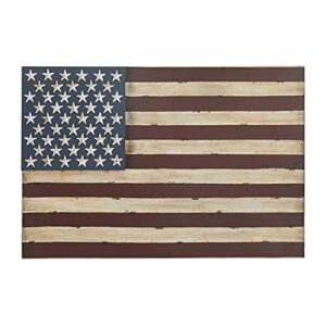 Deco 79 Metal American Flag Indoor Outdoor Wall Decor, 38" x 2" x 26", Red