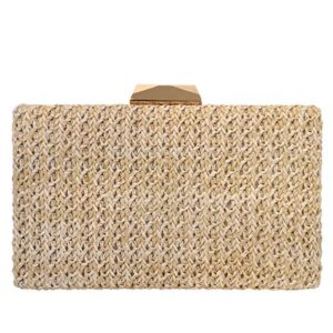 natural straw box clutch, natural medium