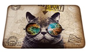 meffort inc printed soft floor door mat carpet/area entry rugs for kitchen dining living hallway bathroom – cool cat, large size