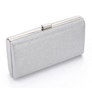 womens vintage bag envelope clutch silver evening handbag for cocktail/wedding/party (silver)