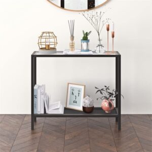 Henn&Hart 36" Wide Rectangular Console Table in Blackened Bronze, Entryway Table, Accent Table for Living Room, Hallway