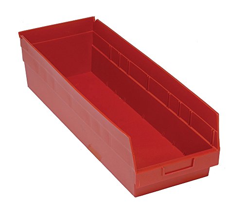 Quantum Store More 6" Shelf Bin - 23 5/8" x 8 3/8" x 6" Red - 6 Pack