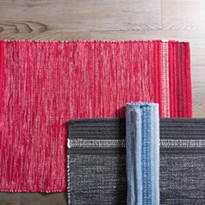 DII Variegated Recycled Yarn Modern Edge Stripe, 2x3', Red