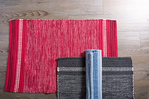 DII Variegated Recycled Yarn Modern Edge Stripe, 2x3', Red