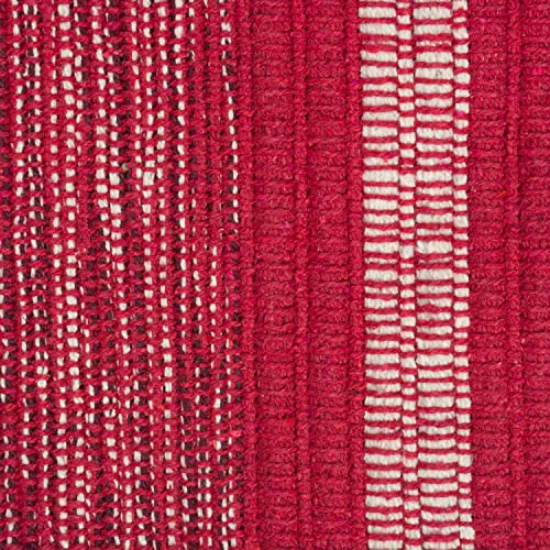 DII Variegated Recycled Yarn Modern Edge Stripe, 2x3', Red