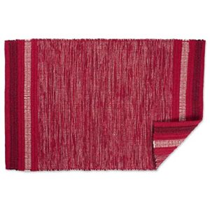 DII Variegated Recycled Yarn Modern Edge Stripe, 2x3', Red