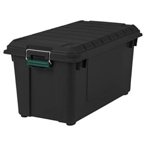 remington 82 quart weathertight storage box, store-it-all utility tote, black, pack of 4