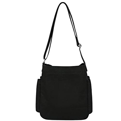 Iswee Women’s Canvas Shoulder Bag Small Hobo Purse and Handbag Crossbody Bag Messenger Bags (Black)