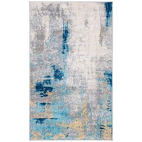 SAFAVIEH Jasper Collection 2' x 4' Grey / Gold JSP101A Modern Abstract Non-Shedding Living Room Bedroom Accent Rug