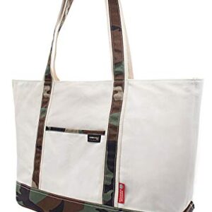 Rough Enough Large Canvas Camo Tote Bag for Women Men Work Travel with Zipper Pockets and Compartments