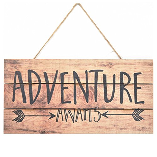 MRC Wood Products Adventure Awaits Rustic Wooden Plank Sign 5x10