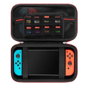 Geekria UltraShell Carrying Case Compatible with Nintendo Switch Console, Protective Travel Bag with Space for Cable, Charger, Accessories and Game Card Storage Slot (Black)