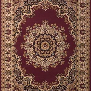 United Weavers of America, Dallas Collection, Area Rug, Indoor, Polypropylene, Jute Backing, Stain Resistant, Traditional, Burgundy, Floral Print, Rectangular, 5'3" x 7'2"