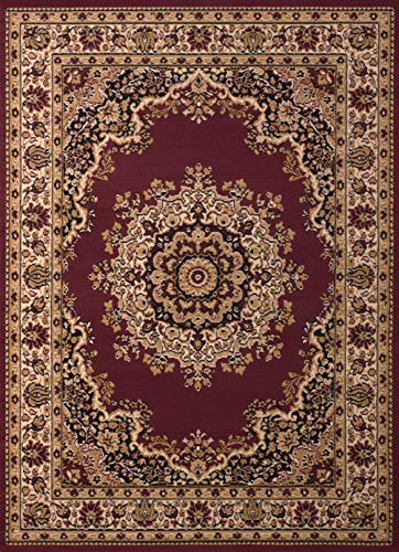 United Weavers of America, Dallas Collection, Area Rug, Indoor, Polypropylene, Jute Backing, Stain Resistant, Traditional, Burgundy, Floral Print, Rectangular, 5'3" x 7'2"