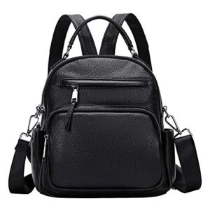 altosy genuine leather backpack for women small convertible backpack purse ladies shoulder bag 4 in 1 to carry (s71 black)