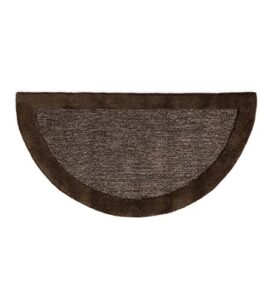 plow & hearth madrid 2’x4′ banded half round fireproof hearth rug | charcoal brown | 100% wool fireplace mat | protect home décor hardwood floor and carpet from sparks and embers wood stove