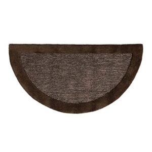 Plow & Hearth Madrid 2'x4' Banded Half Round Fireproof Hearth Rug | Charcoal Brown | 100% Wool Fireplace Mat | Protect Home Décor Hardwood Floor and Carpet from Sparks and Embers Wood Stove