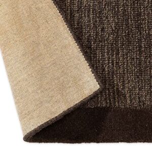 Plow & Hearth Madrid 2'x4' Banded Half Round Fireproof Hearth Rug | Charcoal Brown | 100% Wool Fireplace Mat | Protect Home Décor Hardwood Floor and Carpet from Sparks and Embers Wood Stove