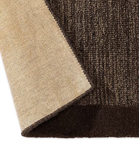 Plow & Hearth Madrid 2'x4' Banded Half Round Fireproof Hearth Rug | Charcoal Brown | 100% Wool Fireplace Mat | Protect Home Décor Hardwood Floor and Carpet from Sparks and Embers Wood Stove