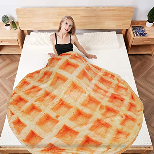 Waffles Blanket, Tortilla Blanket for Adults and Kids, Funny Food Throw Blanket, Novelty Gifts for Everyone, Soft Throw Blanket for Bed Couch or Travel - 71 inchs Orange