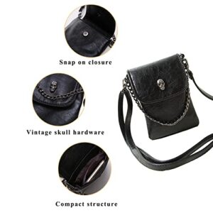 WITERY Small Crossbody Cell Phone Purse Gothic Leather Bag Shoulder Travel Purse