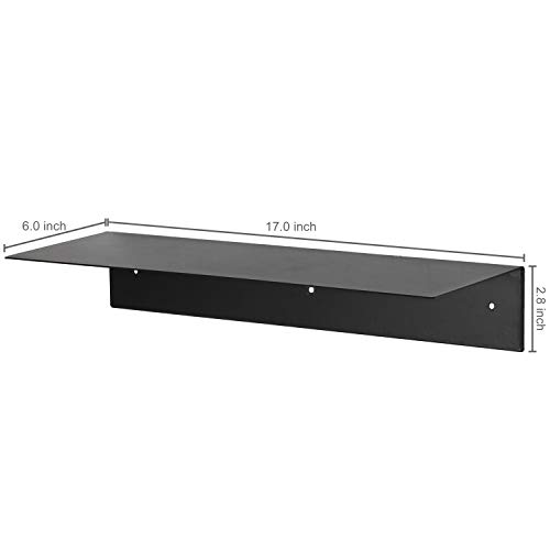 MyGift 17-Inch Wall Mounted Modern Black Metal Floating Display Shelf, Set of 2