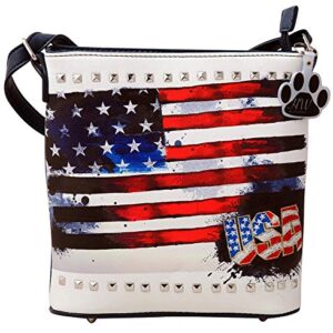 HW Collection Western USA American Flag Stars Stripes Concealed Carry Purse Crossbody Handbag (USA Flag Purse)